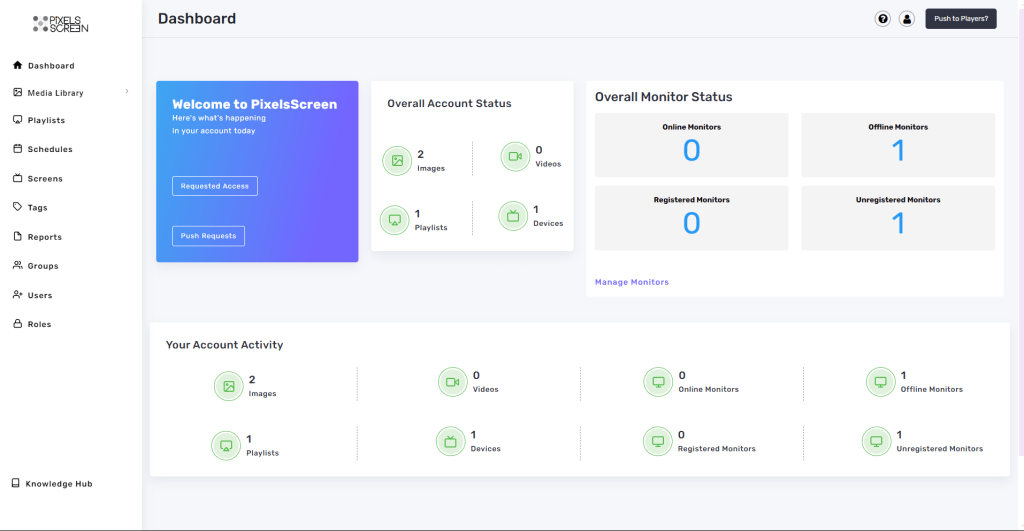 Interactive Dashboard - Pixels Screen